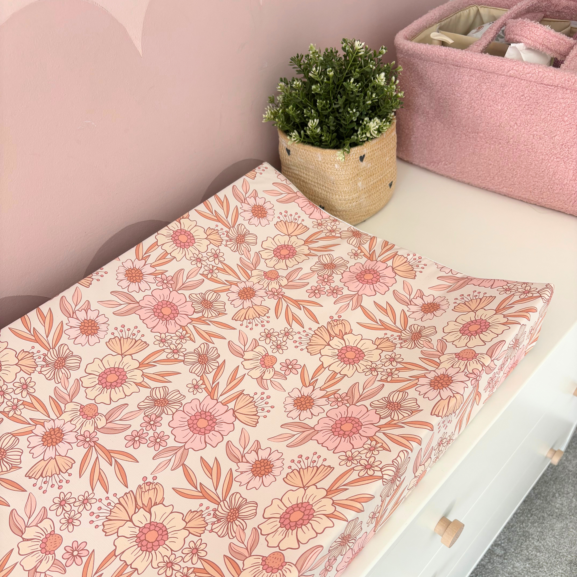 Anti Roll Wedge Changing Mat | Retro Floral | The Little Bumble Co