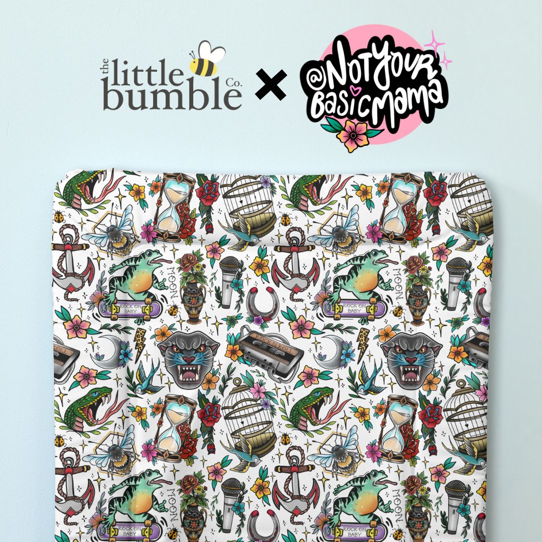 Changing Mat | Monochrome Tattoo | The Little Bumble Co