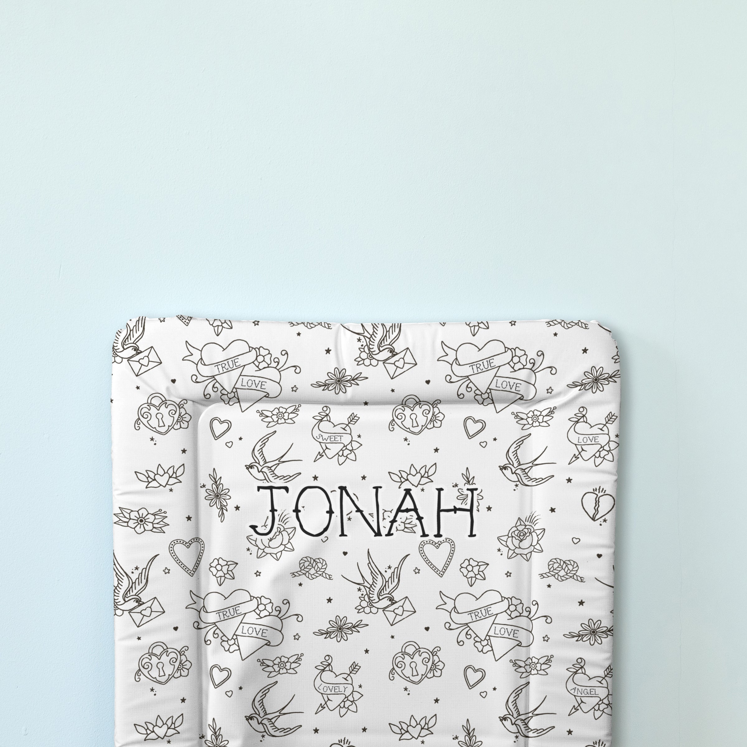 Personalised Pink Scallop Wedge Changing Mat | The Little Bumble Co